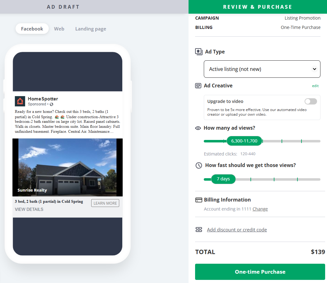 Create a listing advertisement (Boost)