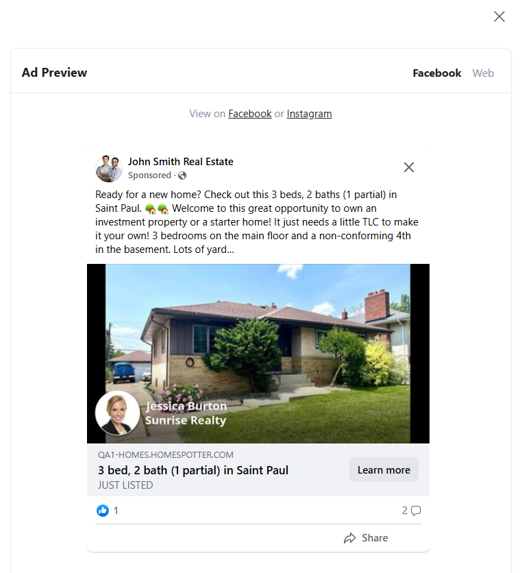 Post an advertisement on your Facebook page (Boost)