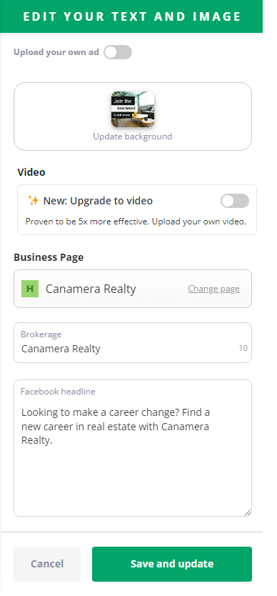 Create a brokerage promotion advertisement (Boost)