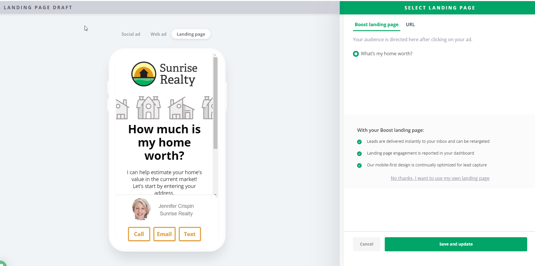 Create an agent promotion advertisement (Boost)