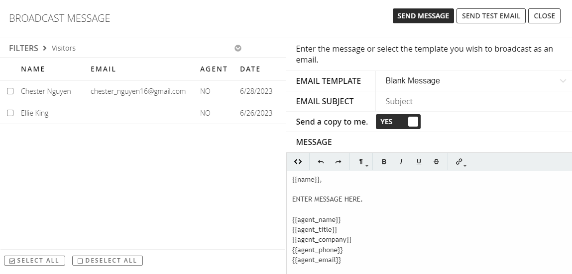 Broadcast a message (Spacio) Broadcast a message (Spacio)