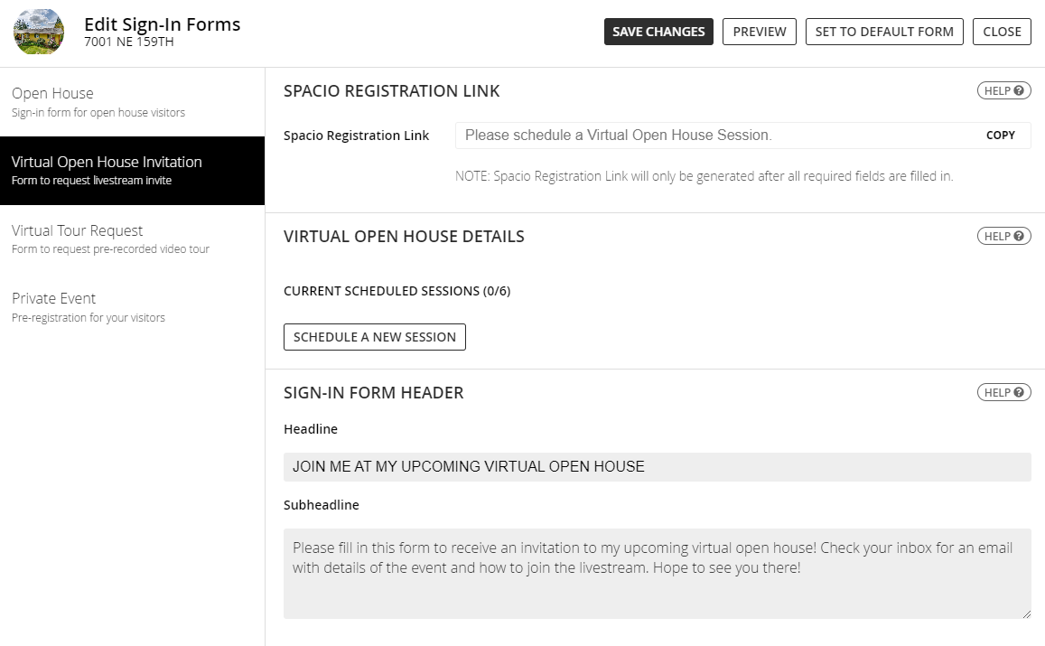 Set up a virtual open house (Spacio)