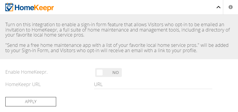 Enable the HomeKeepr integration (Spacio)