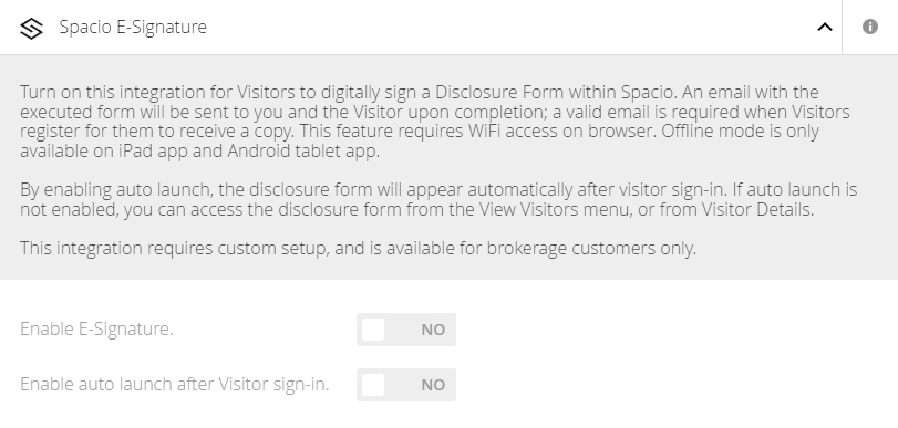 Enable the Spacio E-Signature integration (Spacio)