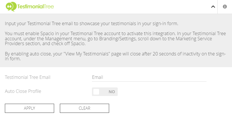 Enable a Testimonials integration (Spacio)