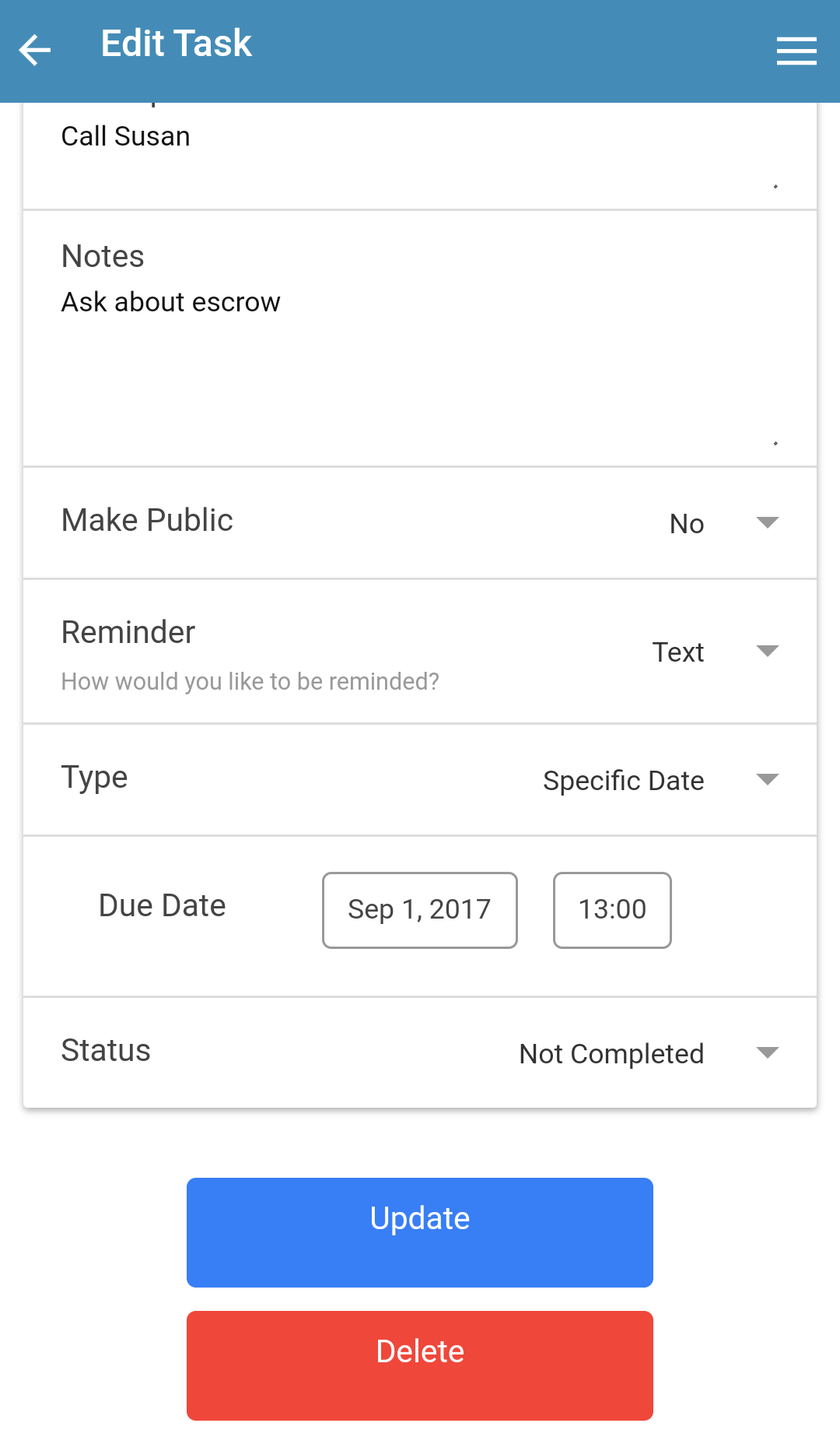 Manage tasks in the mobile app (LionDesk)
