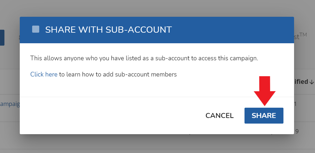 Share a campaign with your sub-accounts (LionDesk)