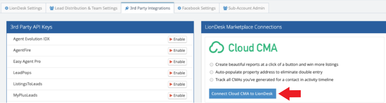 Connect LionDesk with Cloud CMA