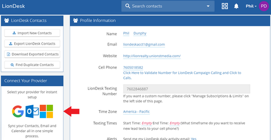 Sync your contacts from your email provider (LionDesk)