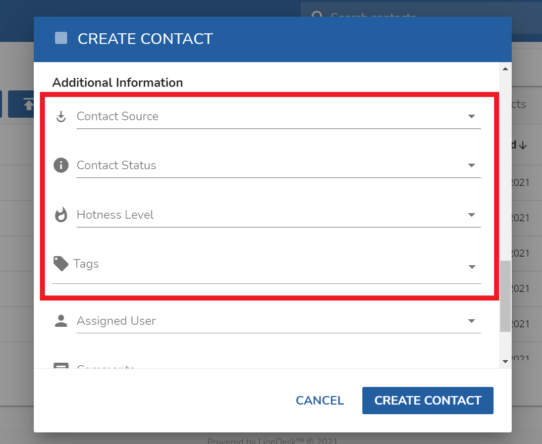 Create a new contact (LionDesk)