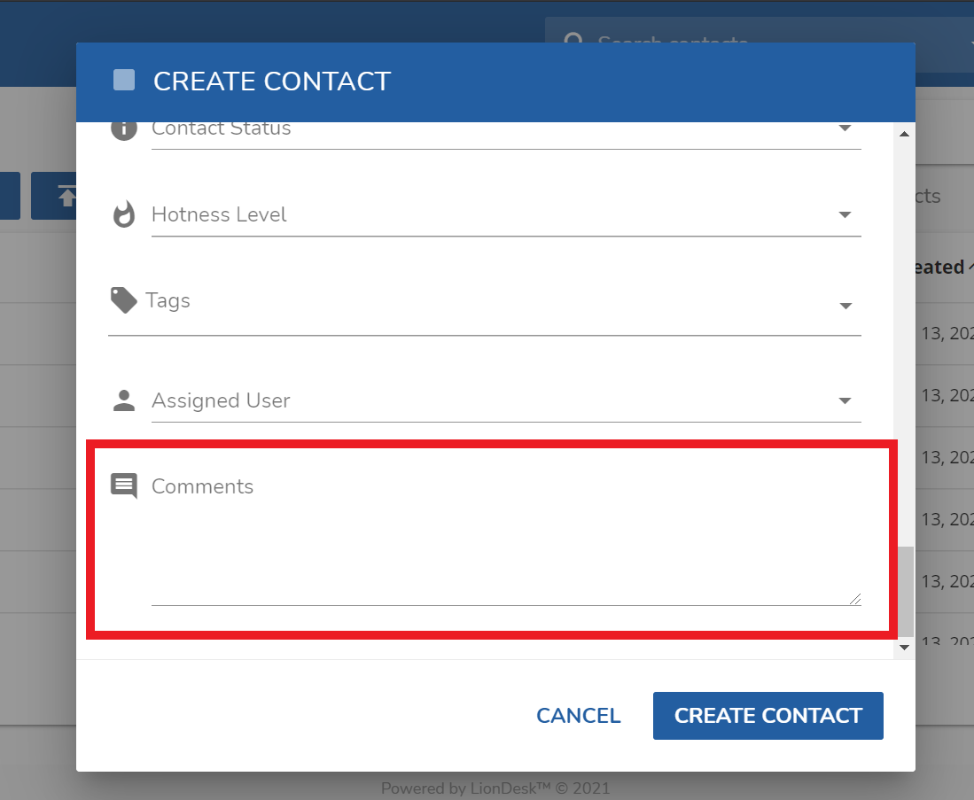 Create a new contact (LionDesk)
