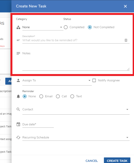 Create a task (LionDesk)