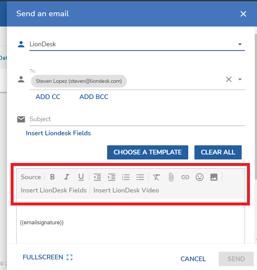 Send an email (LionDesk)