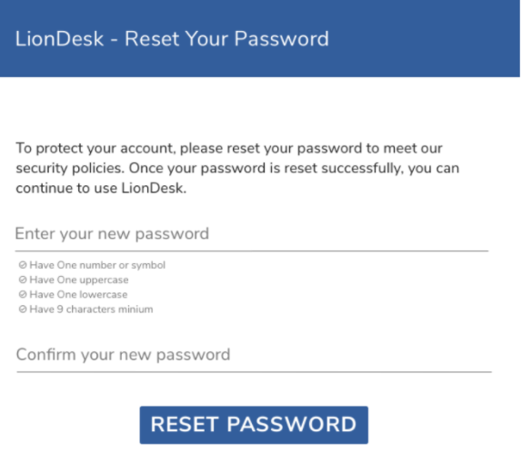 Why Do I Need To Reset My Password Liondesk