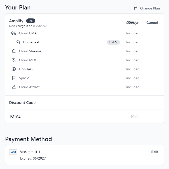 Update your Promote Agent Bundle plan or payment information
