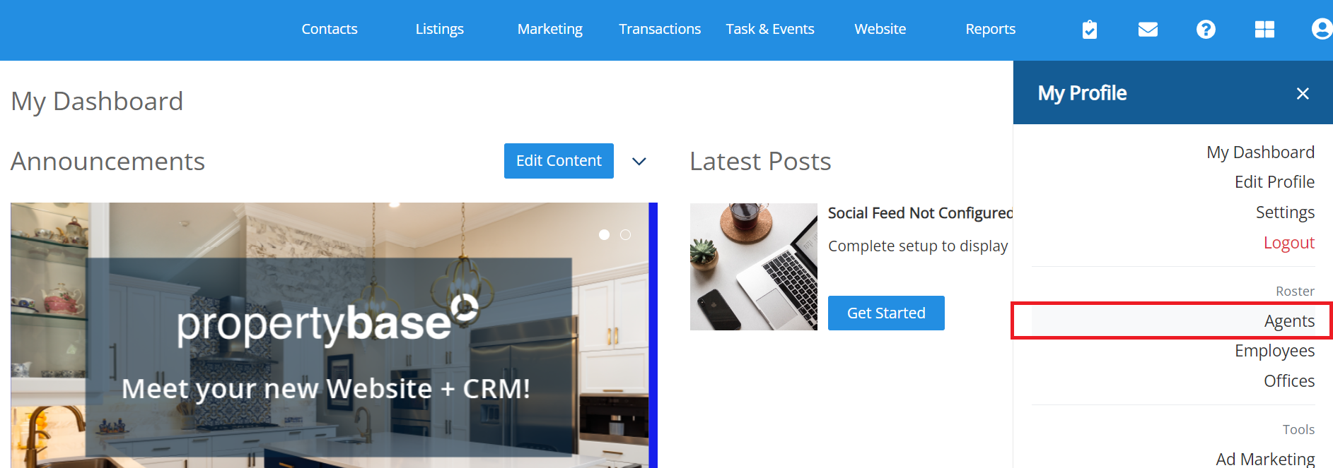 Create, import, export, and deactivate agent profiles (Propertybase GO)