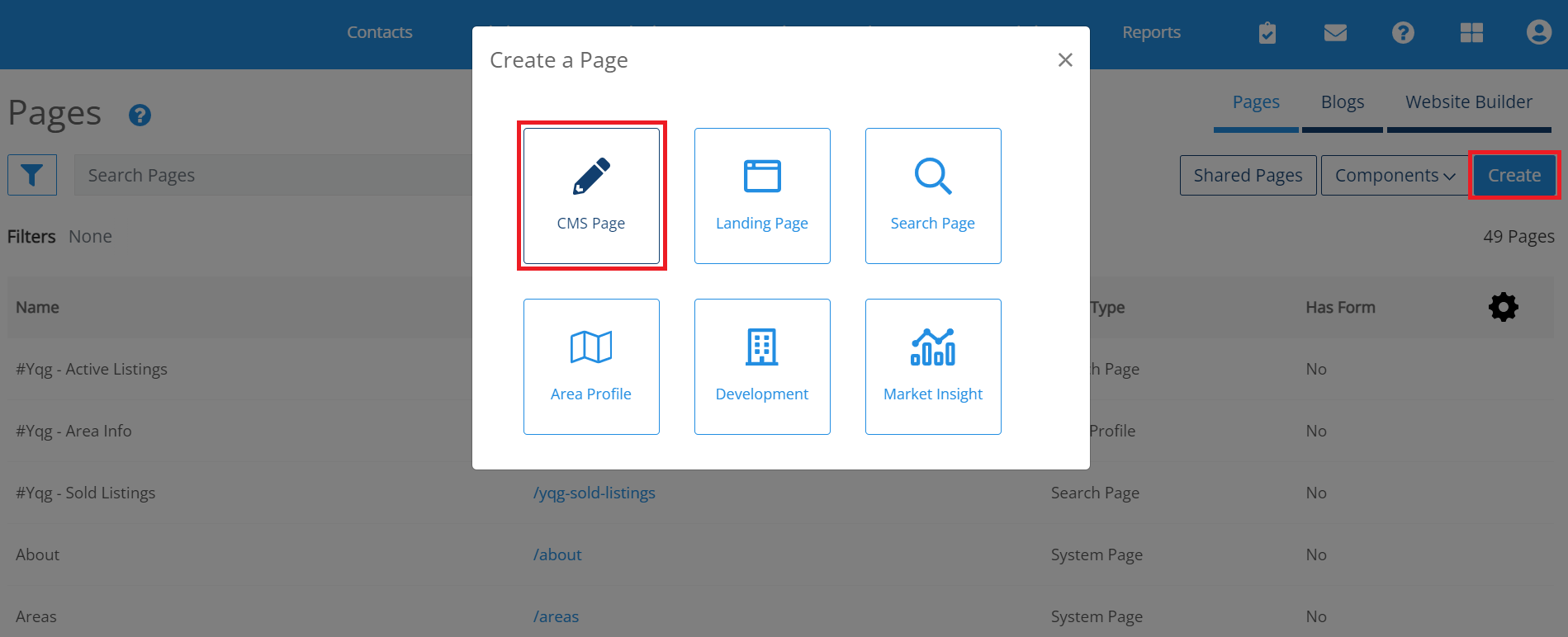 Create A Cms Page Propertybase Go