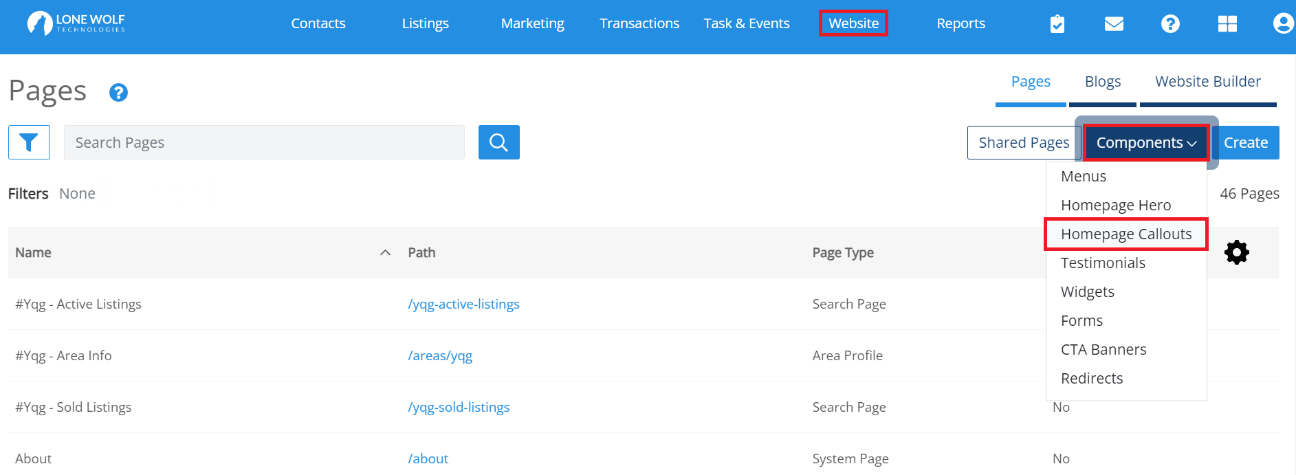 Create a homepage callout (Propertybase GO)