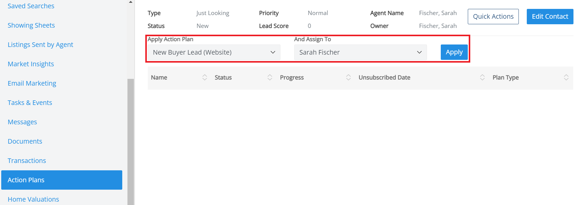 Create an action plan (Propertybase GO)