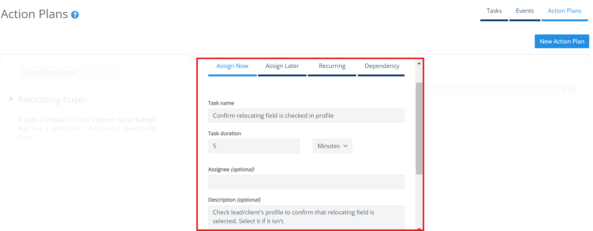 Create an action plan (Propertybase GO)