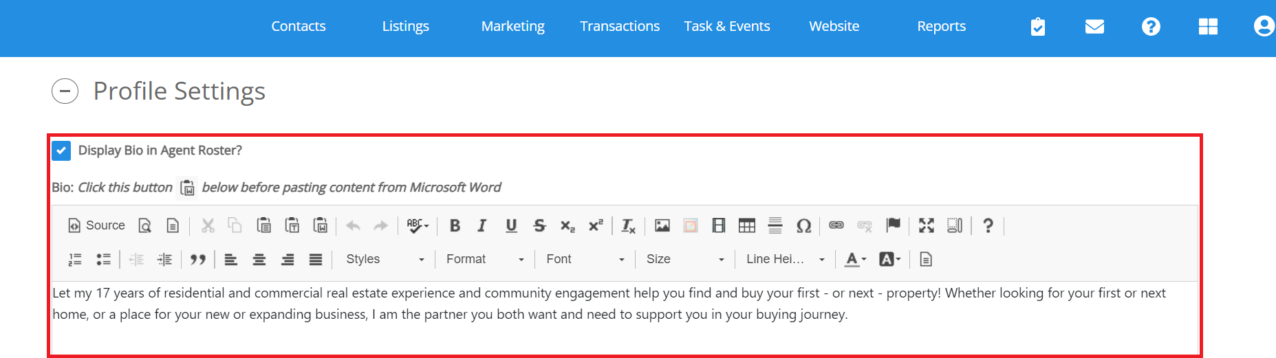 Update your agent profile (Propertybase GO)