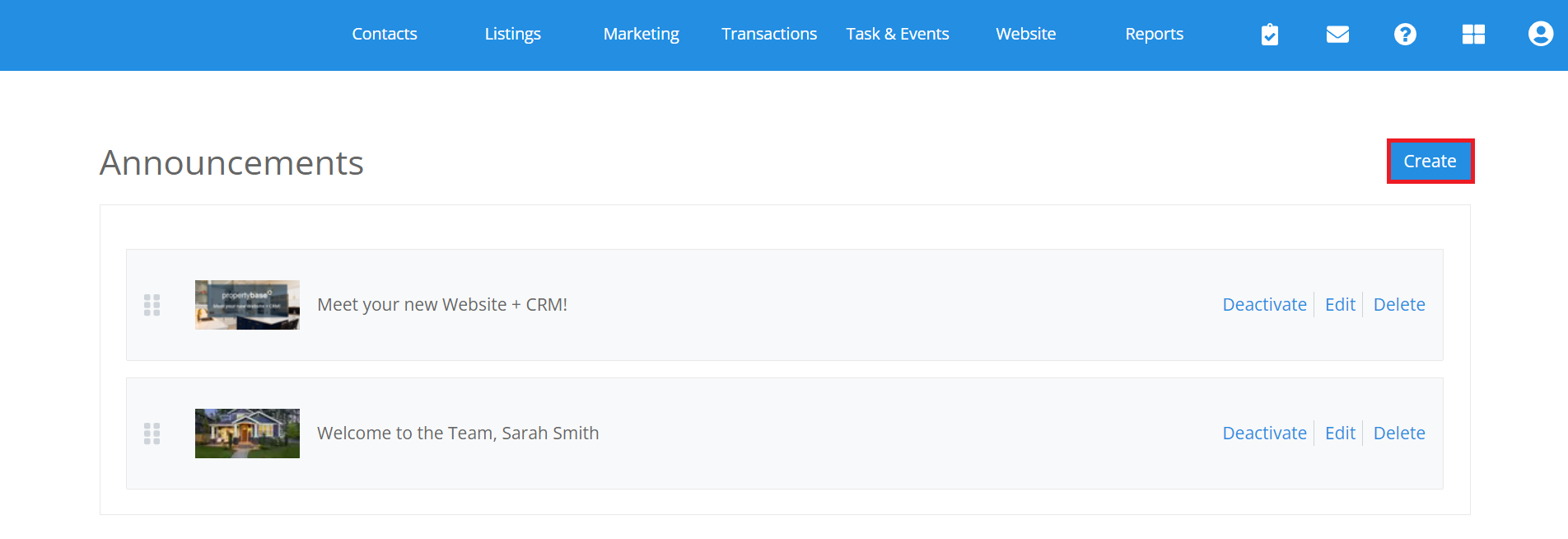 Create an announcement (Propertybase GO)