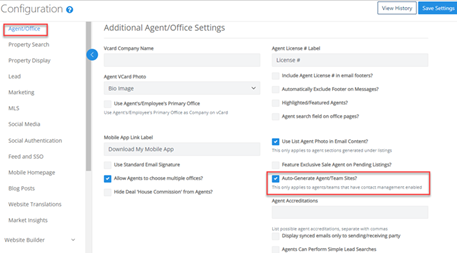 Generate agent sites (Propertybase GO)