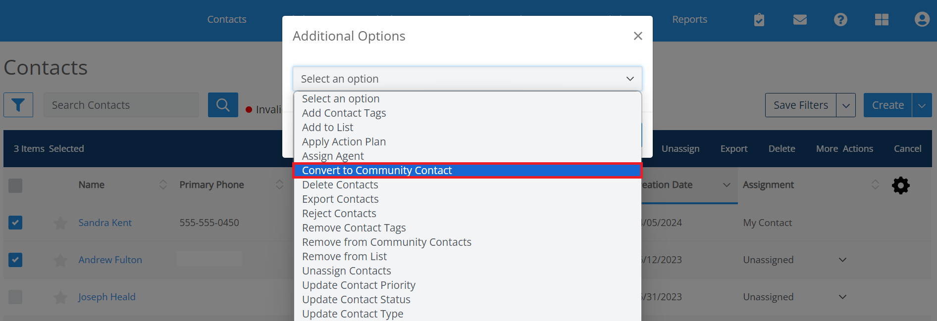 Create community contacts (Propertybase GO)