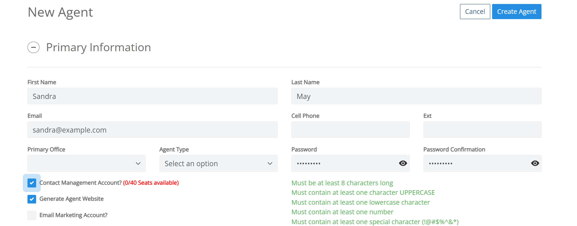 Create, import, export, and deactivate agent profiles (Propertybase GO)