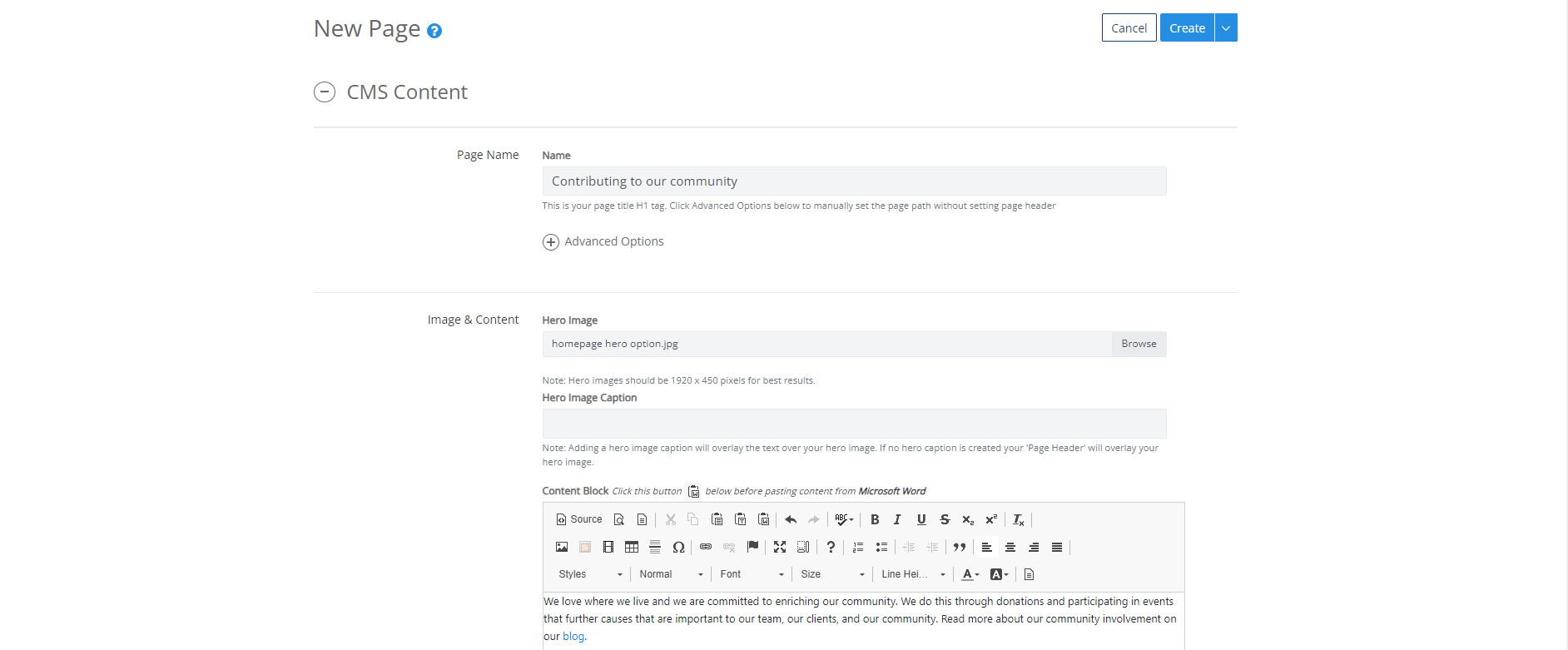 Create a CMS page (Propertybase GO)