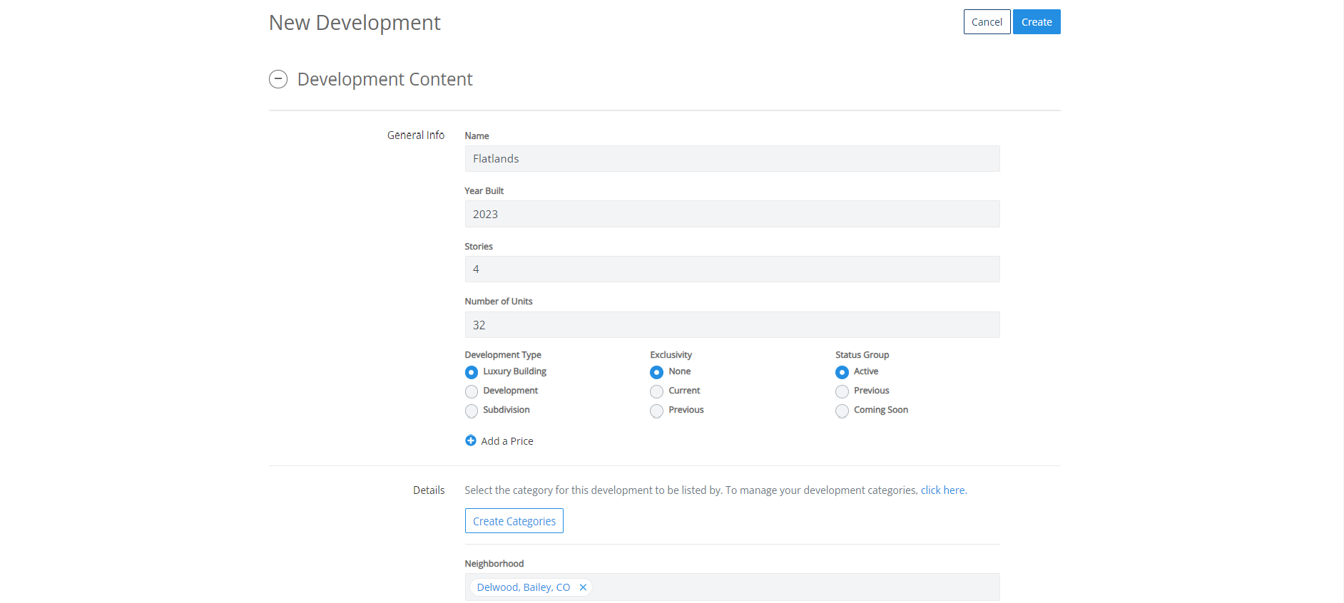 Create a development page (Propertybase GO)