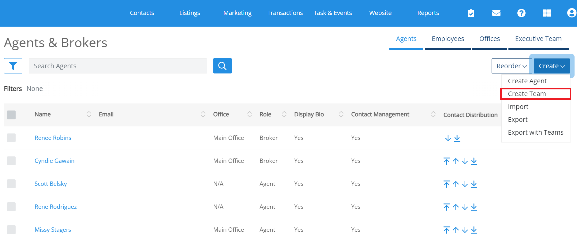 Create a team (Propertybase GO)