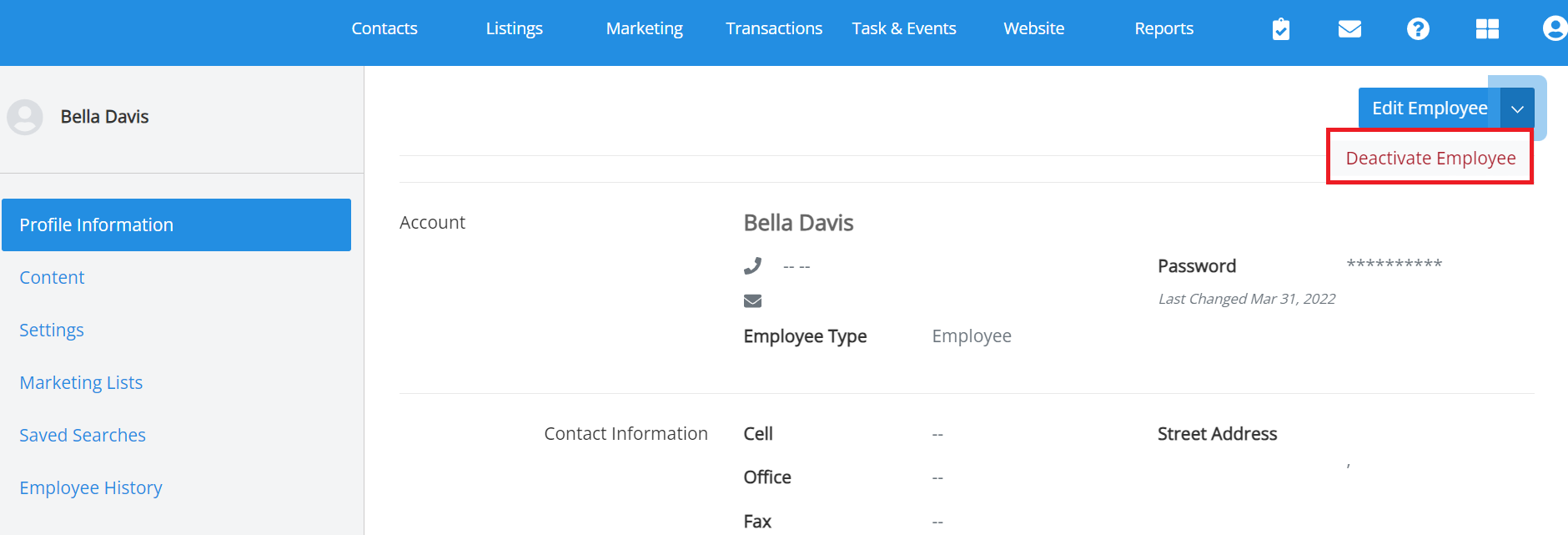 Create, deactivate, and reactivate employee profiles (Propertybase GO)