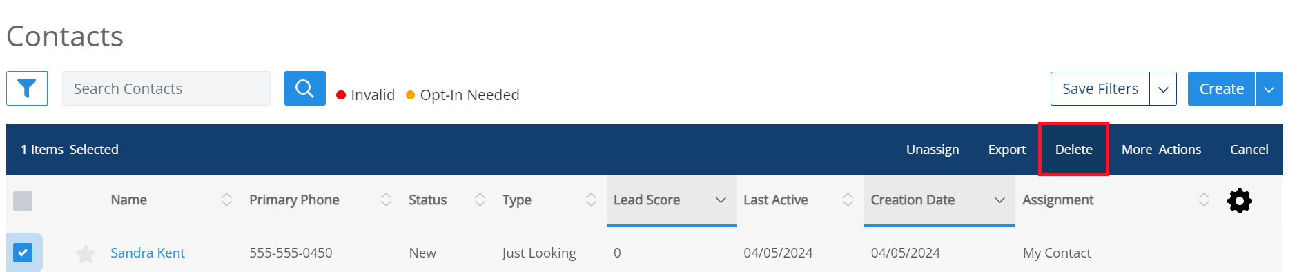 Create, import, export, search, and delete contacts (Propertybase GO)