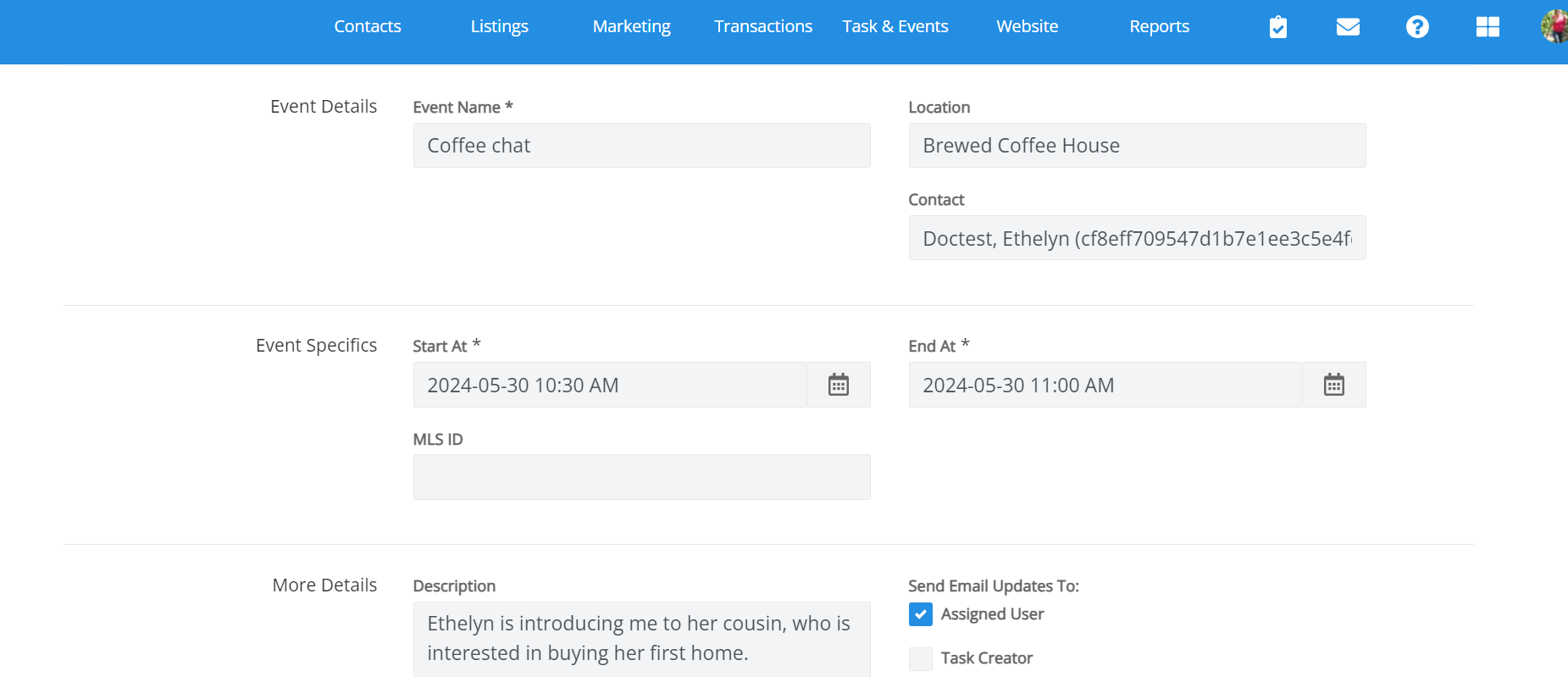 Create and manage events (Propertybase GO)