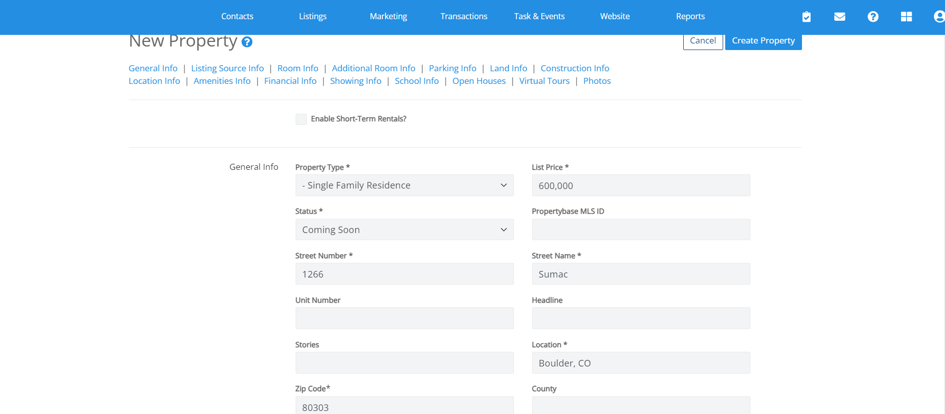 Create a listing (Propertybase GO)