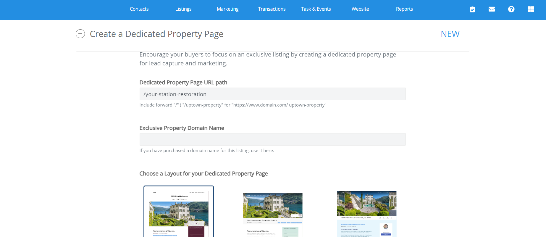 Create a dedicated property page (Propertybase GO)