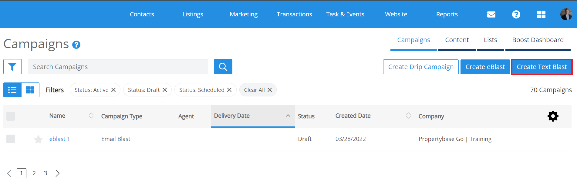 Create a text blast (Propertybase GO)