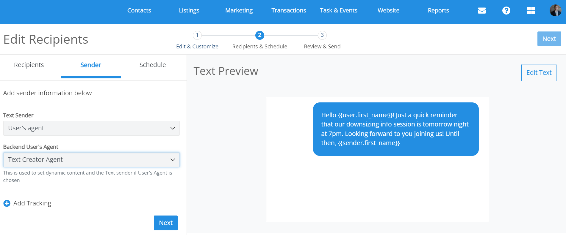 Create a text blast (Propertybase GO)