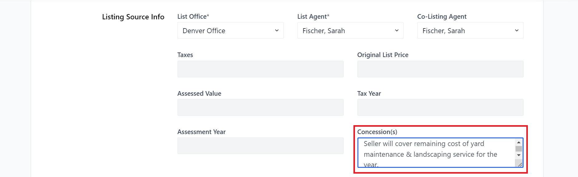 Add a concession to a listing (Propertybase GO)