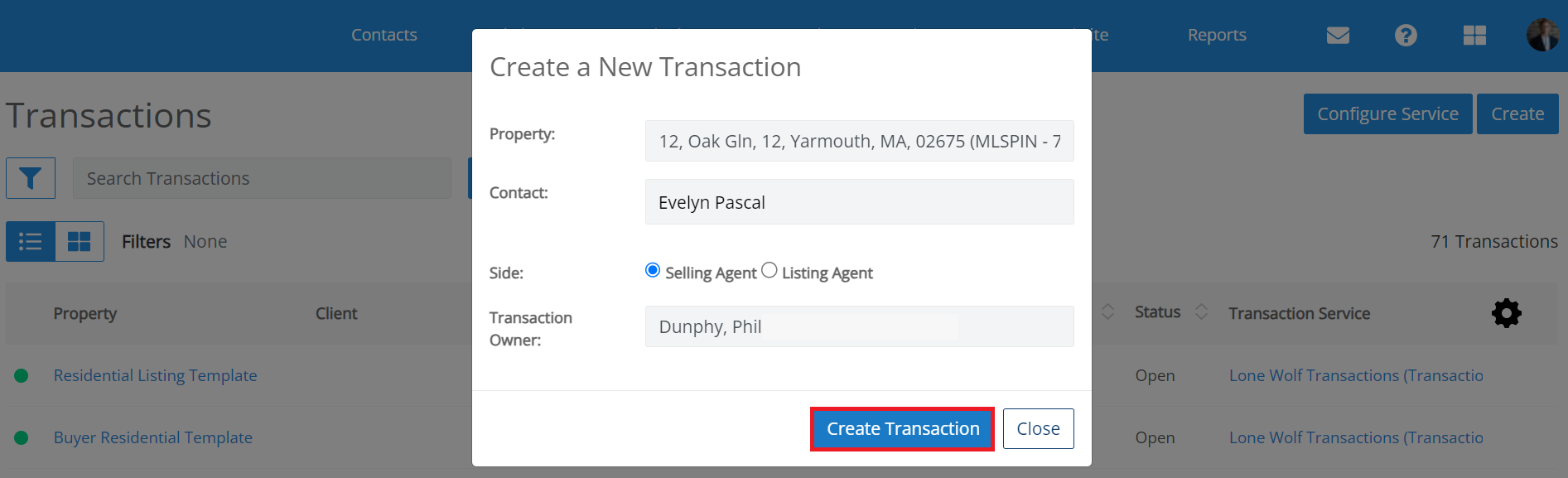 Create a TransactionDesk transaction in Propertybase GO (Propertybase GO)