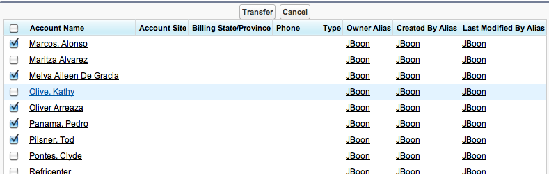 Mass transfer of account ownership (Propertybase Salesforce Edition)