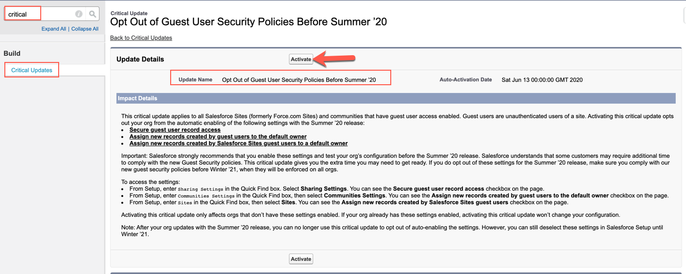 Information about critical updates from Salesforce (Propertybase ...