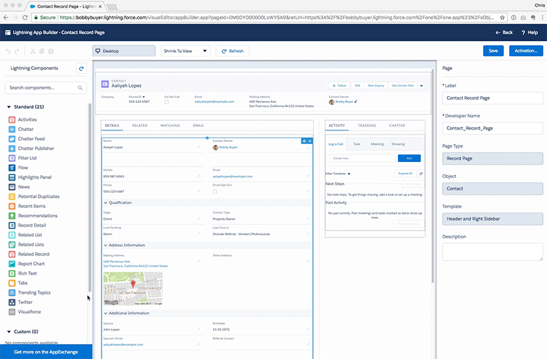 Add a path component to the contact record page (Propertybase Salesforce Edition)