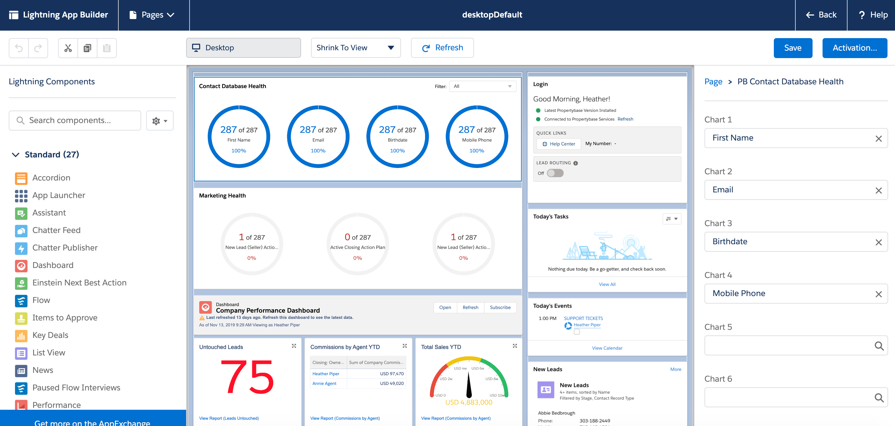 Dashboard components (Propertybase Salesforce Edition)