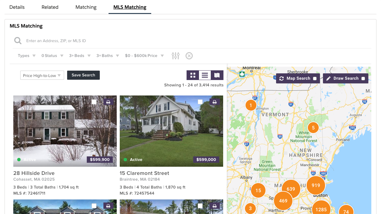 MLS matching and saved searches (Propertybase Salesforce Edition)
