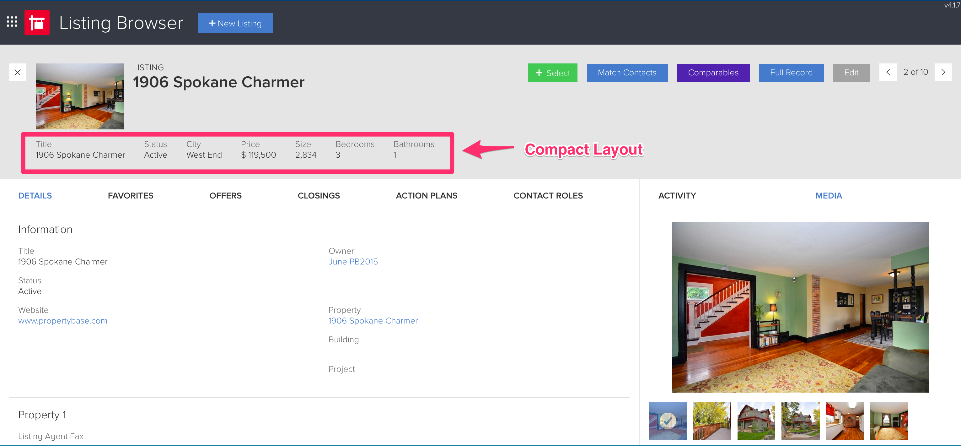 Browser detail compact layouts (Propertybase Salesforce Edition)