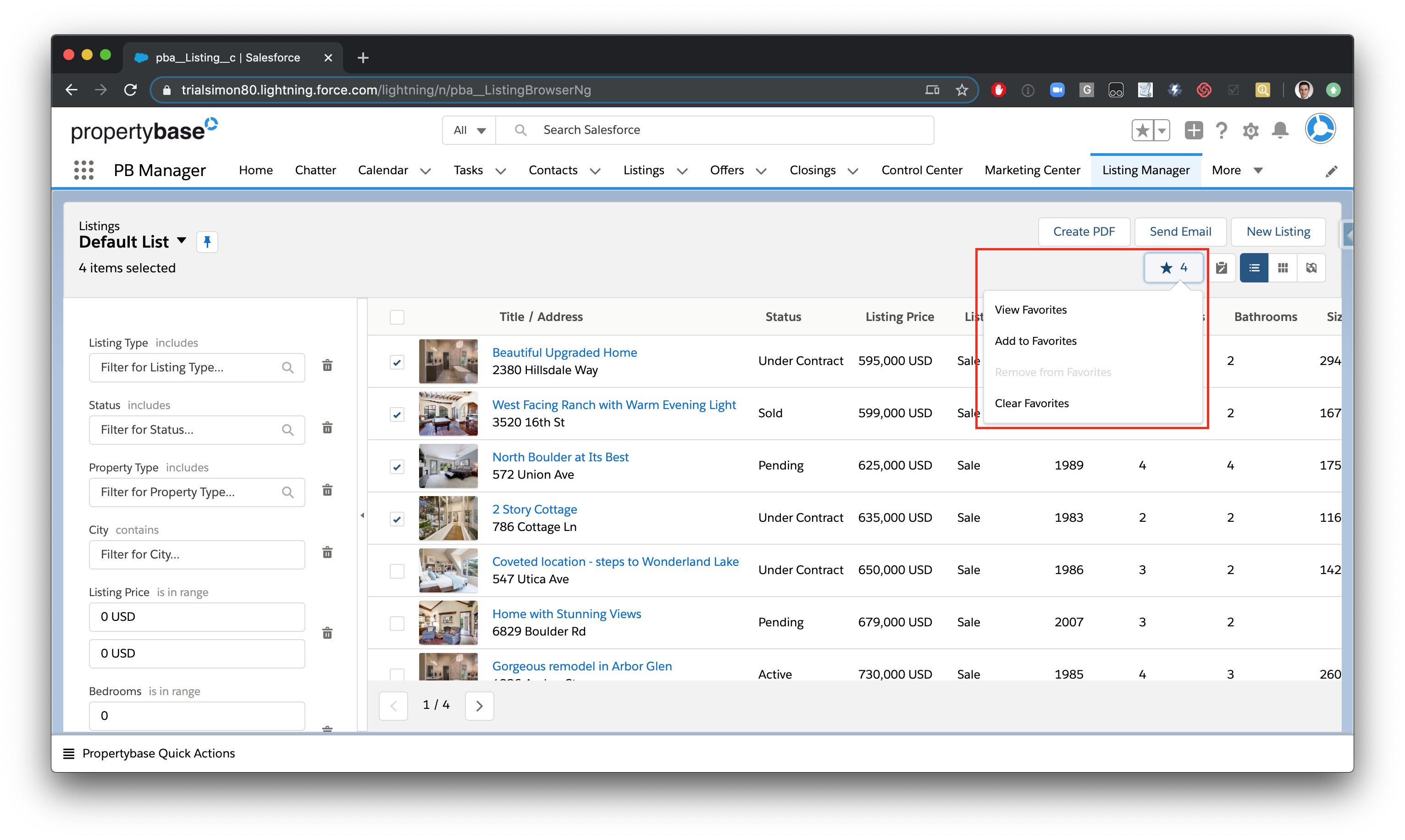 Use the listing manager (Propertybase Salesforce Edition)