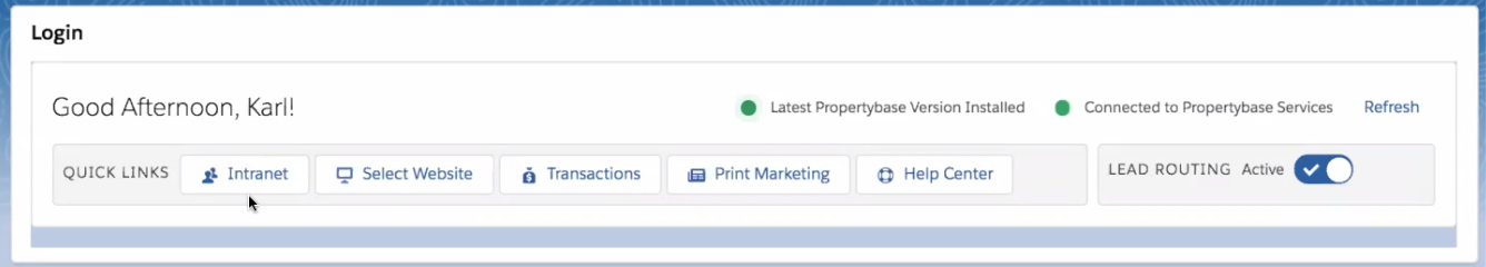 Propertybase login box (Propertybase Salesforce Edition)