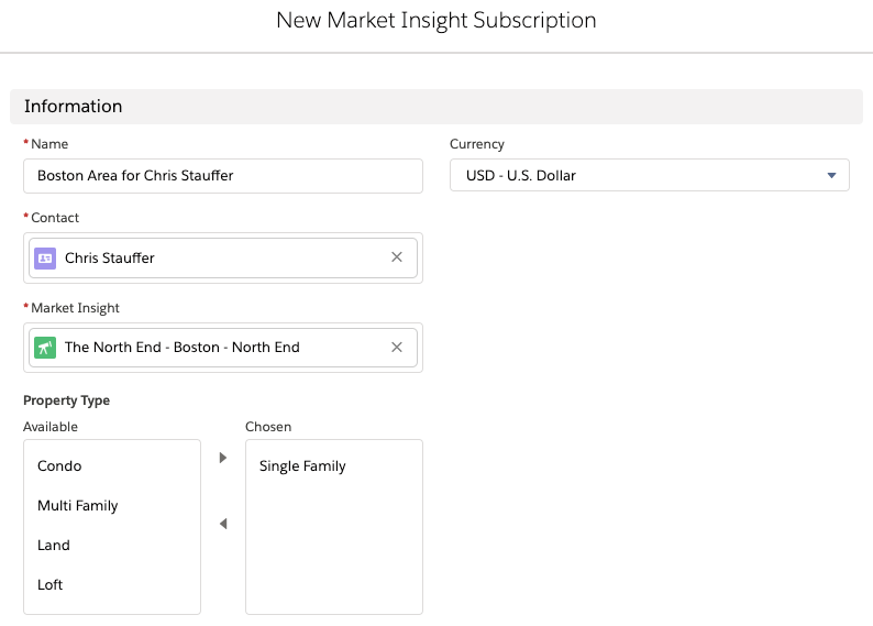 Market insight subscriptions (Propertybase Salesforce Edition)